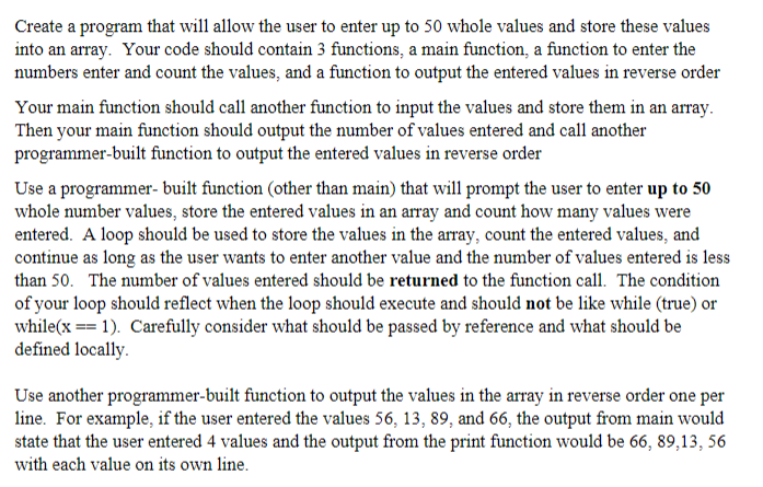 Solved Create a program that will allow the user to enter up | Chegg.com