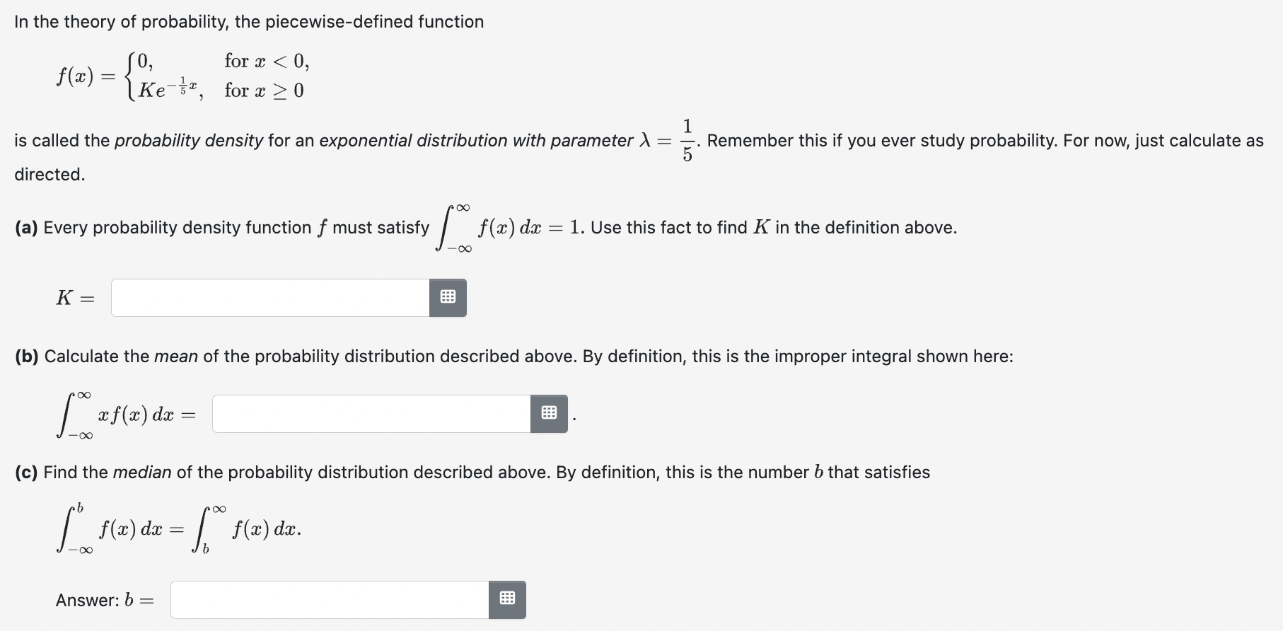 Solved In the theory of probability, the piecewise-defined | Chegg.com