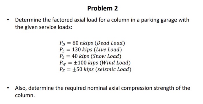 Solved Determine the factored axial load for a column in a | Chegg.com