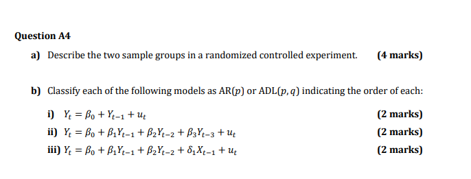 Solved Question A4 a) Describe the two sample groups in a | Chegg.com