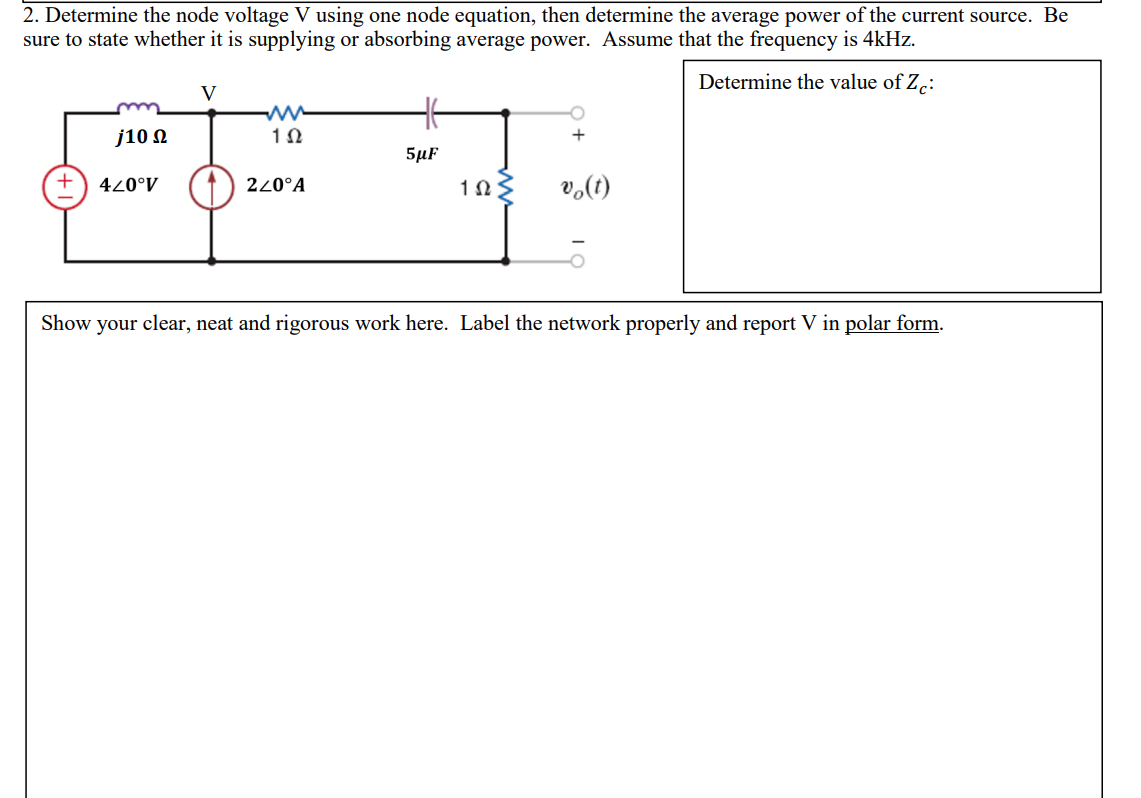Solved 2. Determine the node voltage V using one node | Chegg.com