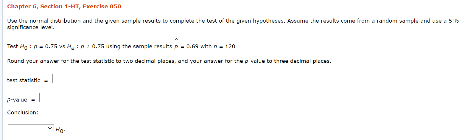 Solved Chapter 6, Section 1-HT, Exercise 050 Use the normal | Chegg.com