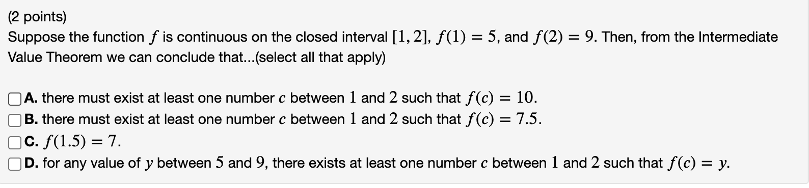 Solved (2 points) Suppose the function f is continuous on | Chegg.com