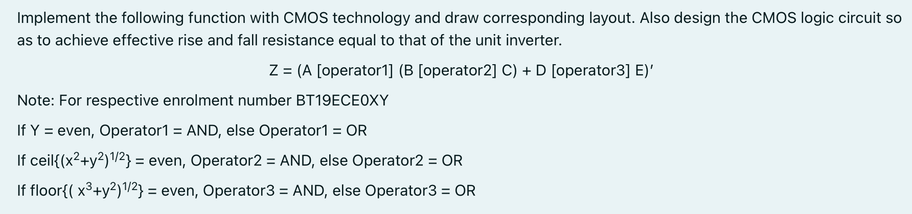 Solved Implement the following function with CMOS technology | Chegg.com