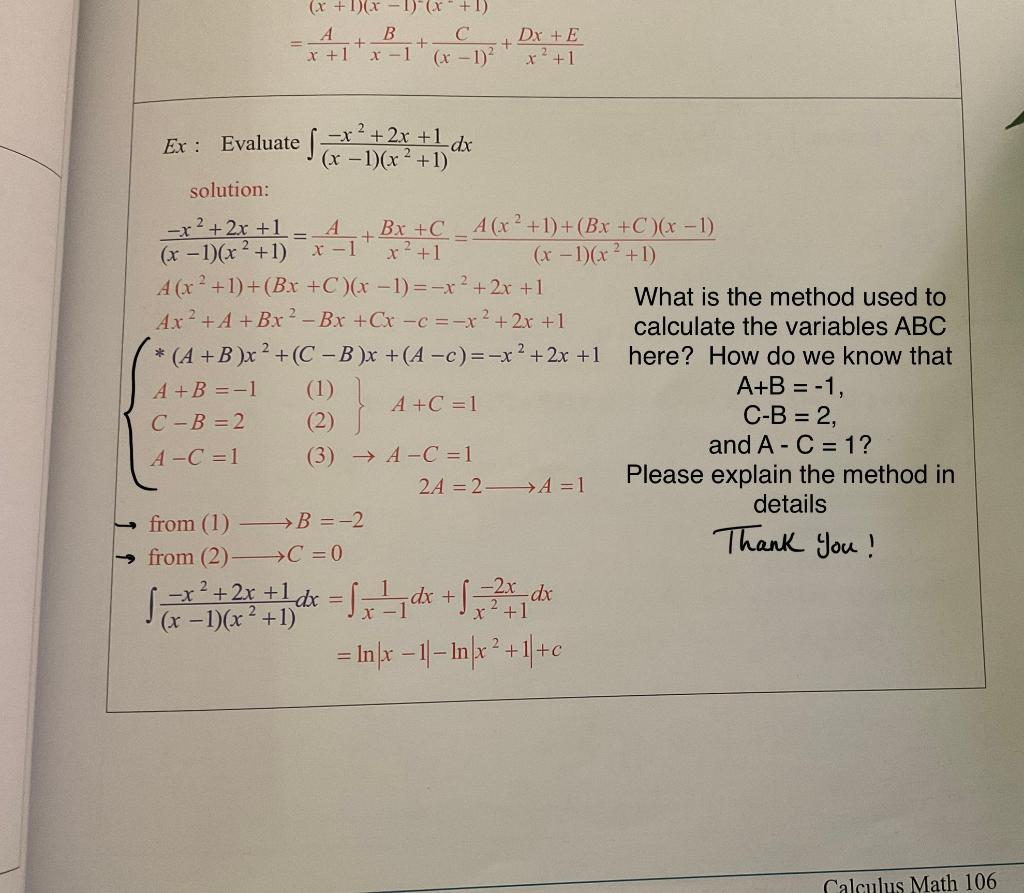 Solved =x+1A+x−1B+(x−1)2C+x2+1Dx+E Ex: Evaluate | Chegg.com