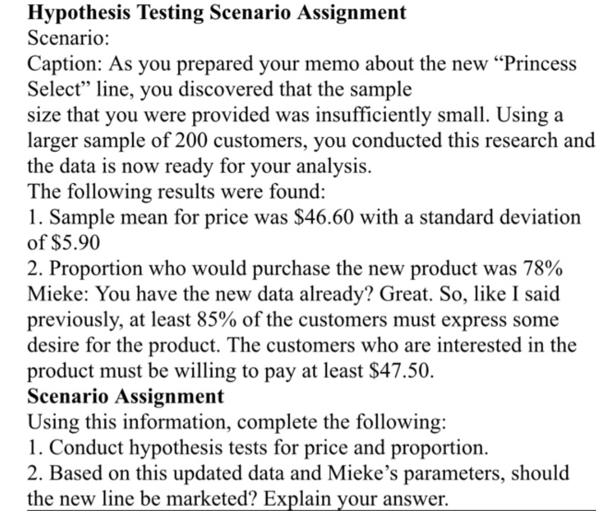 Solved Hypothesis Testing Scenario | Chegg.com