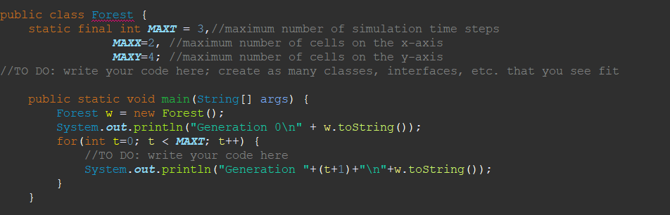 Using Java, Create a Forest simulation that is | Chegg.com