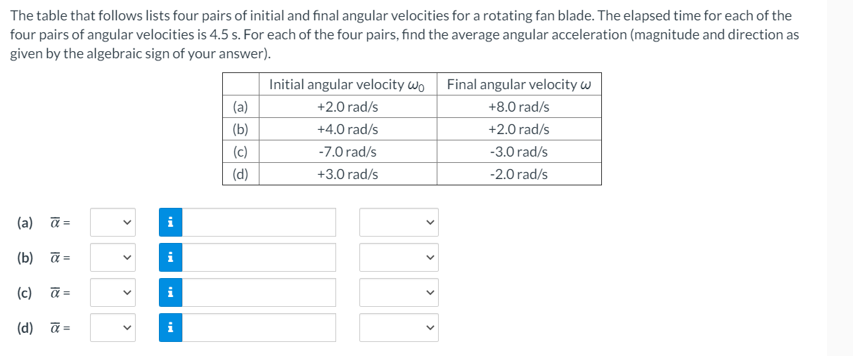 Solved The table that follows lists four pairs of initial | Chegg.com