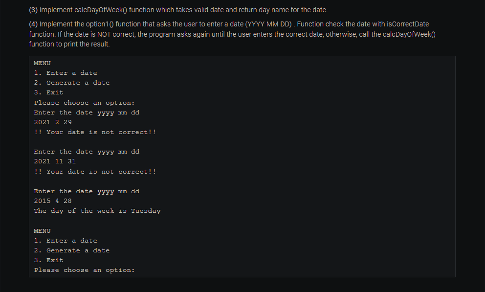 Solved 5.42 LAB **: Program: Day of the Date Zeller's | Chegg.com
