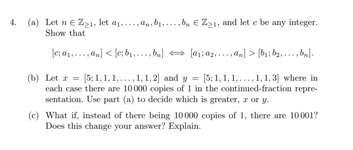 Solved (a) ﻿Let ninZ?≥1, ﻿let a1,dots,an,b1,dots,bninZ?≥1, | Chegg.com