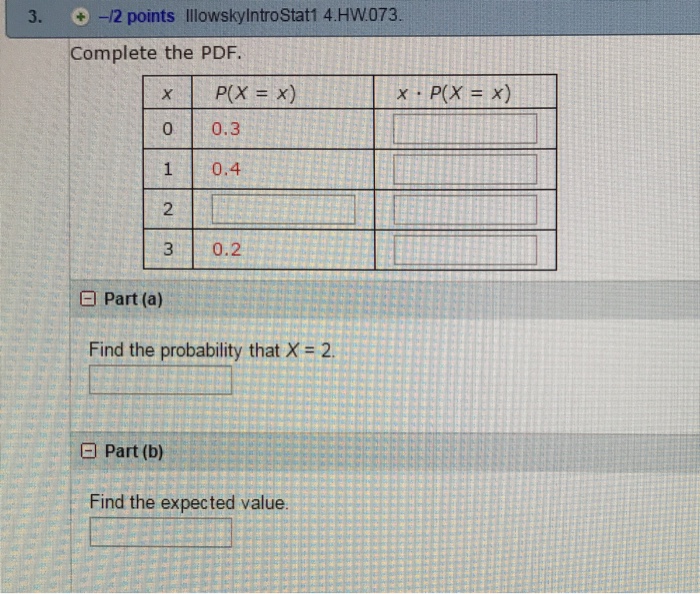 Solved Complete the PDF. (a) Find the probability that X = | Chegg.com