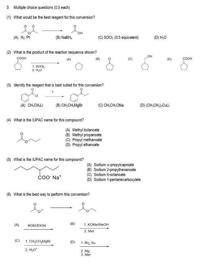 Solved 3. Multiple choice questions ( 0.5 each) (1) What | Chegg.com