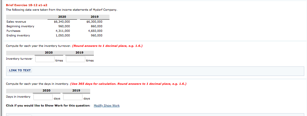 Solved Brief Exercise 18-12 a1-a2 The following data were | Chegg.com