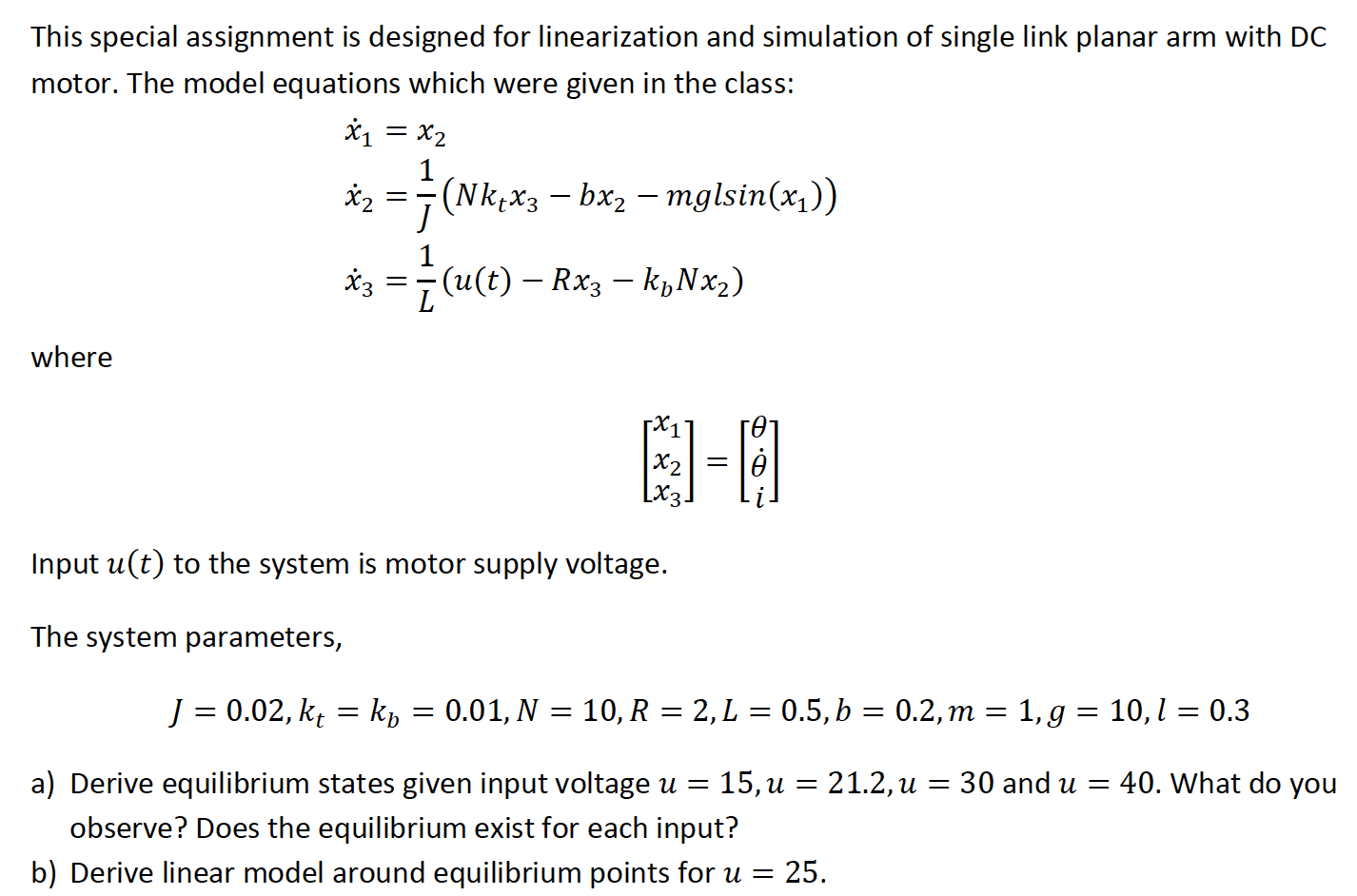 Solved This special assignment is designed for linearization | Chegg.com