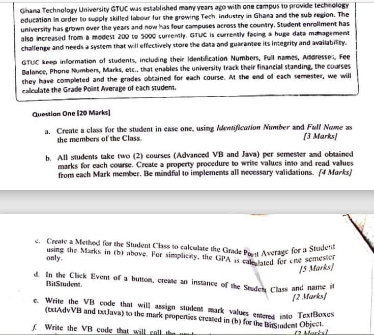 Solved Ghana Technology University GTUC was established many | Chegg.com