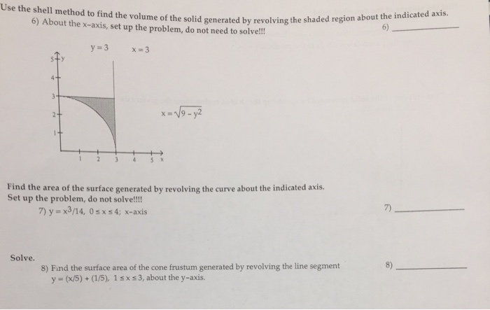 Solved Use the shell method to find the volume of the solid | Chegg.com