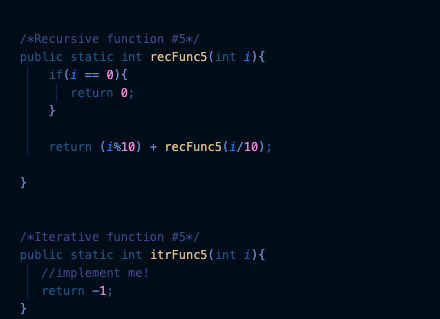 Solved /*Recursive function #5*/ public static int | Chegg.com