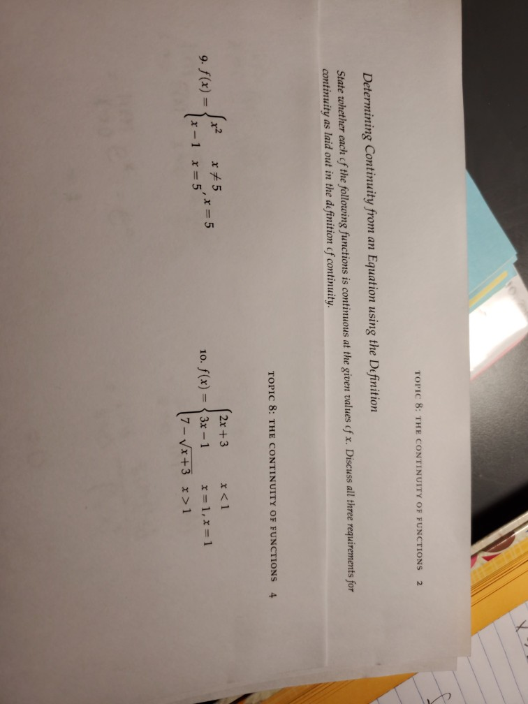 Solved TOPIC 8: THE CONTINUITY OF FUNCTIONS 2 Determining | Chegg.com