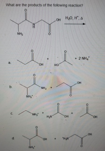 Solved What are the products of the following reaction? , OH | Chegg.com