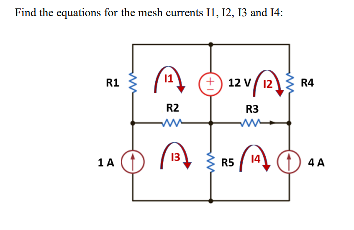 Solved Find the equations for the mesh currents I1, I2, I 3 | Chegg.com
