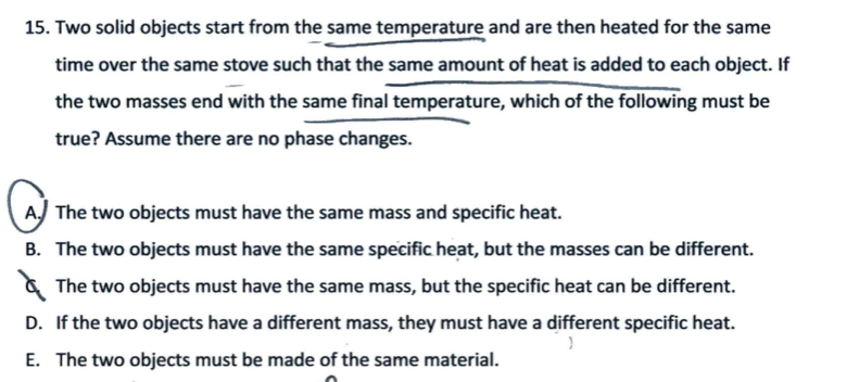 Solved 15. Two solid objects start from the same temperature | Chegg.com