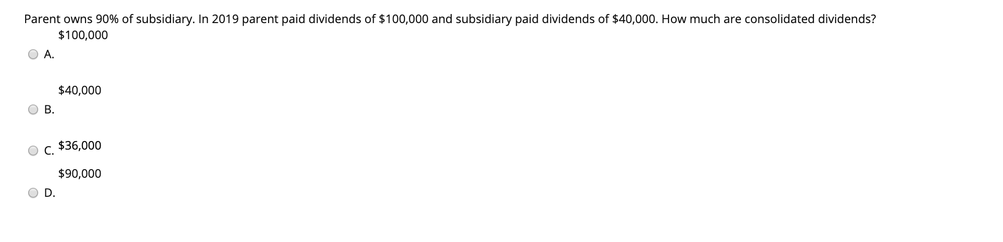 Solved Parent owns 90% of subsidiary. In 2019 parent paid | Chegg.com