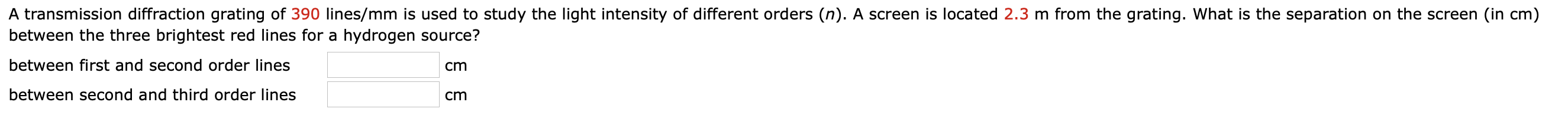 Solved A transmission diffraction grating of 390 lines/mm is | Chegg.com