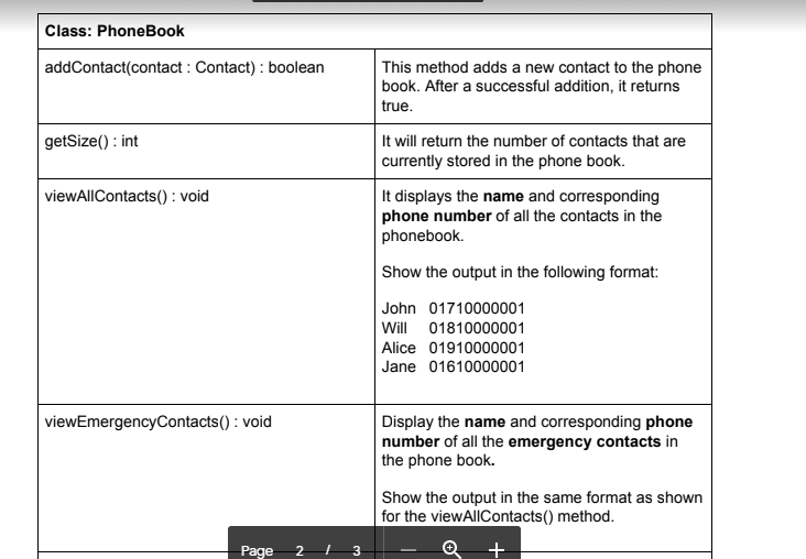 Solved Contact - name : String -phone : String - emergency | Chegg.com