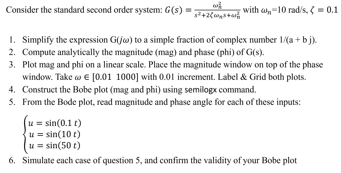 Consider the standard second order system: | Chegg.com