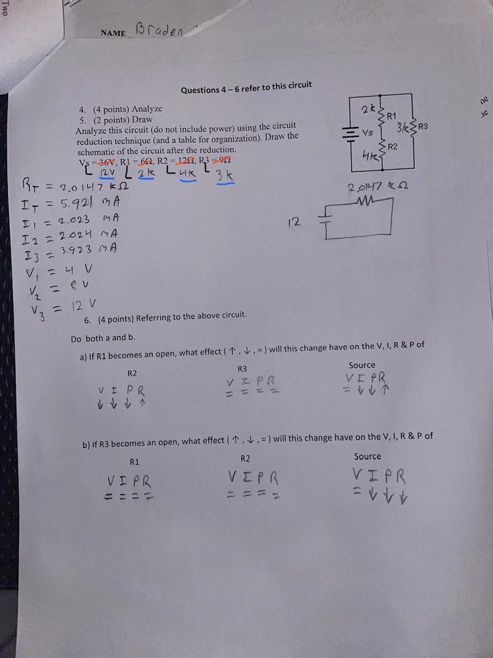 Solved Questions 4−6 refer to this circuit 4. (4 points) | Chegg.com