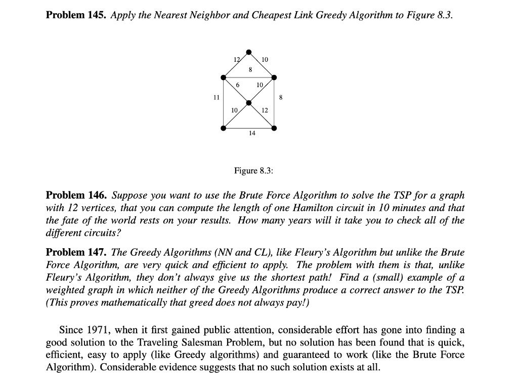 Problem 145. Apply the Nearest Neighbor and Cheapest | Chegg.com