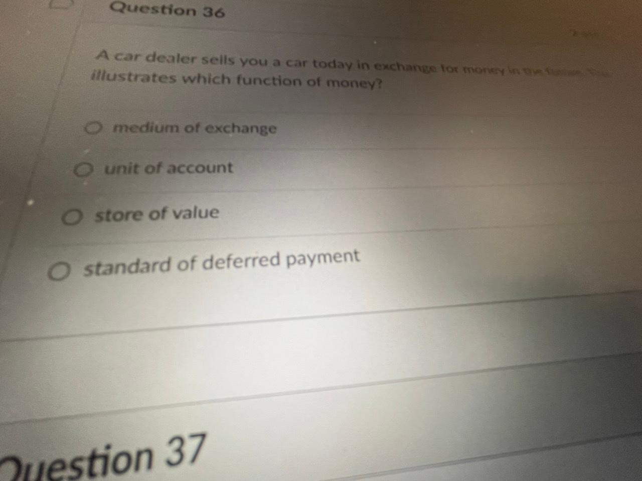 Solved Question 36 A car dealer sells you a car today in | Chegg.com