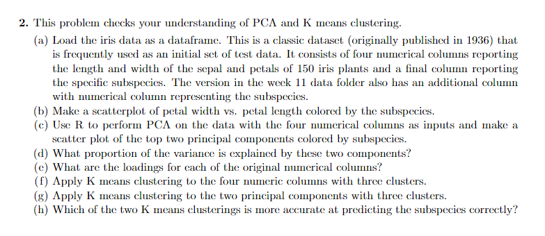 Solved 2. This problem checks your understanding of PCΛ and | Chegg.com