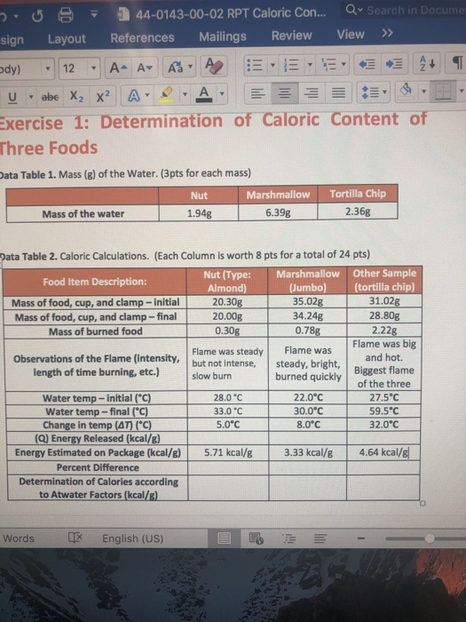 Solved (Q) energy released (kcal/g)Percent | Chegg.com