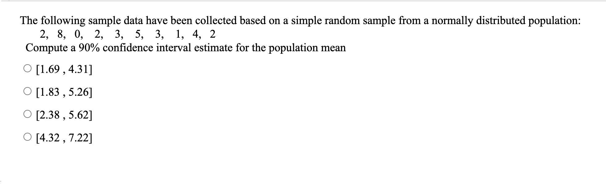 Solved The following sample data have been collected based | Chegg.com