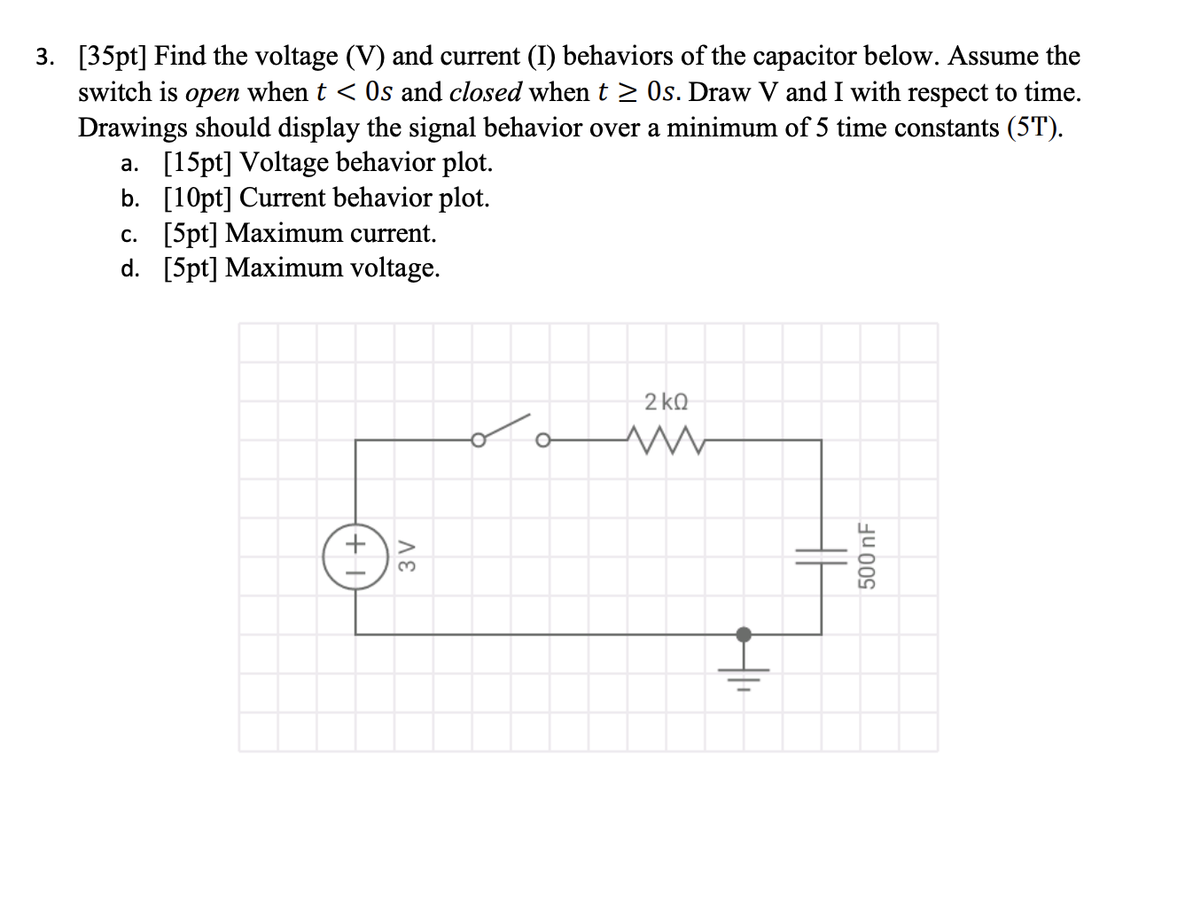 Solved [35pt] Find the voltage (V) and current (I) behaviors | Chegg.com