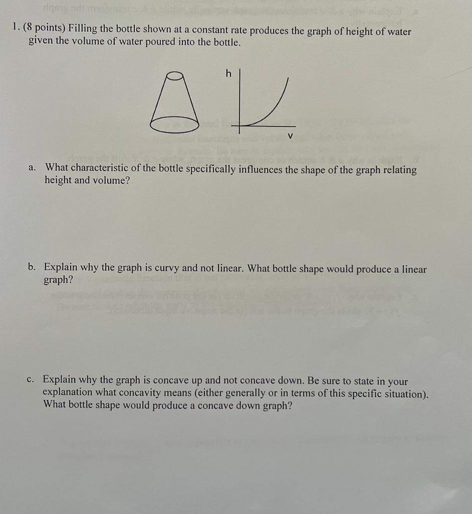 Solved 1. ( 8 points) Filling the bottle shown at a constant | Chegg.com