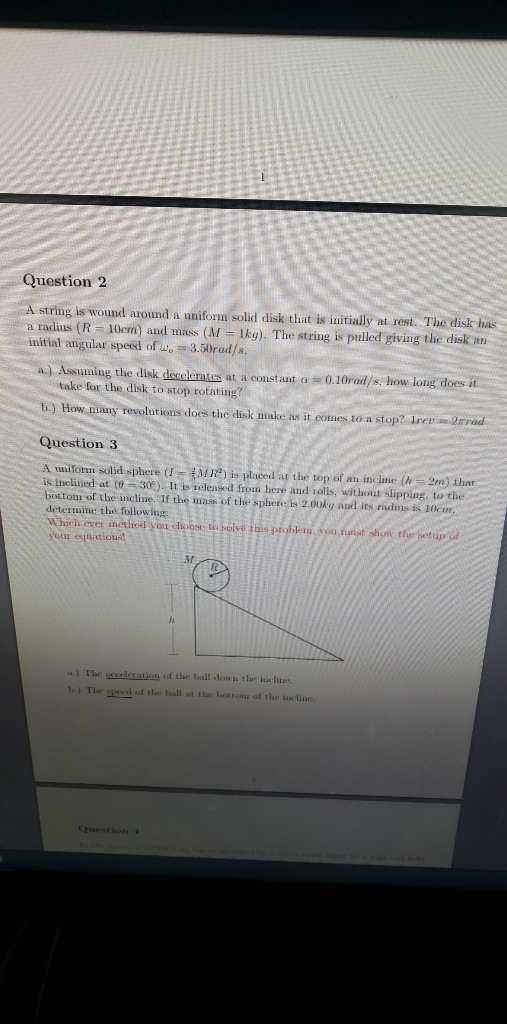 Solved Question 2: A string is wound around a uniform solid | Chegg.com