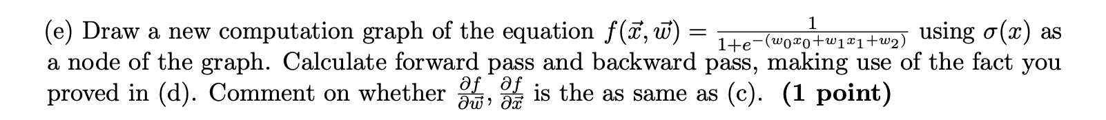 1 = (e) Draw a new computation graph of the equation | Chegg.com