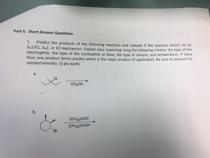 Solved Which product(s) would you expect to obtain from each | Chegg.com