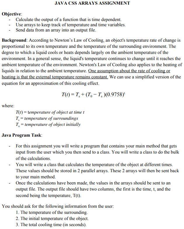 Solved 2 .java files required: 1 is your class, 1 contains | Chegg.com