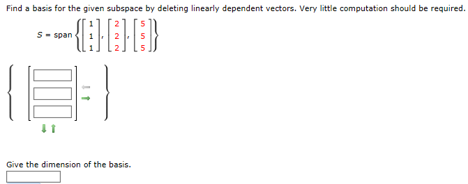 Solved Find a basis for the given subspace by deleting | Chegg.com