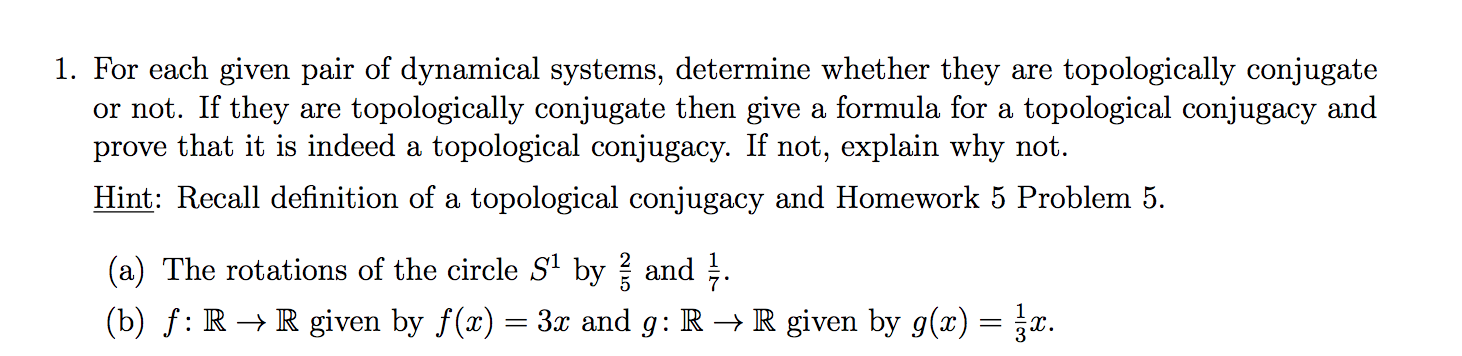 1. For each given pair of dynamical systems, | Chegg.com