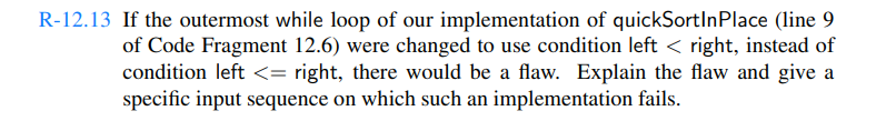Solved Code Fragment 12.6: In-place quick-sort for an array | Chegg.com