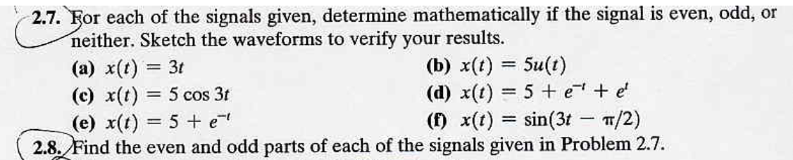 Solved 2.7. For each of the signals given, determine | Chegg.com
