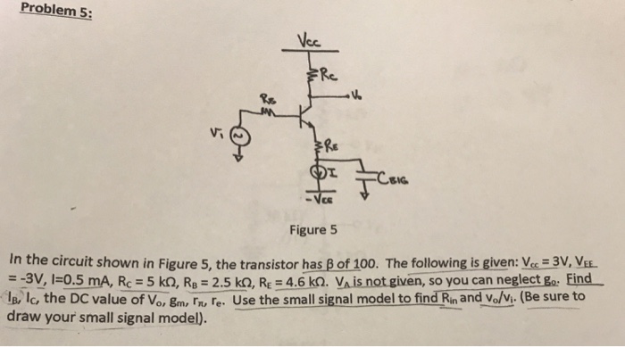 Solved In the circuit shown in Figure 5, the transistor | Chegg.com
