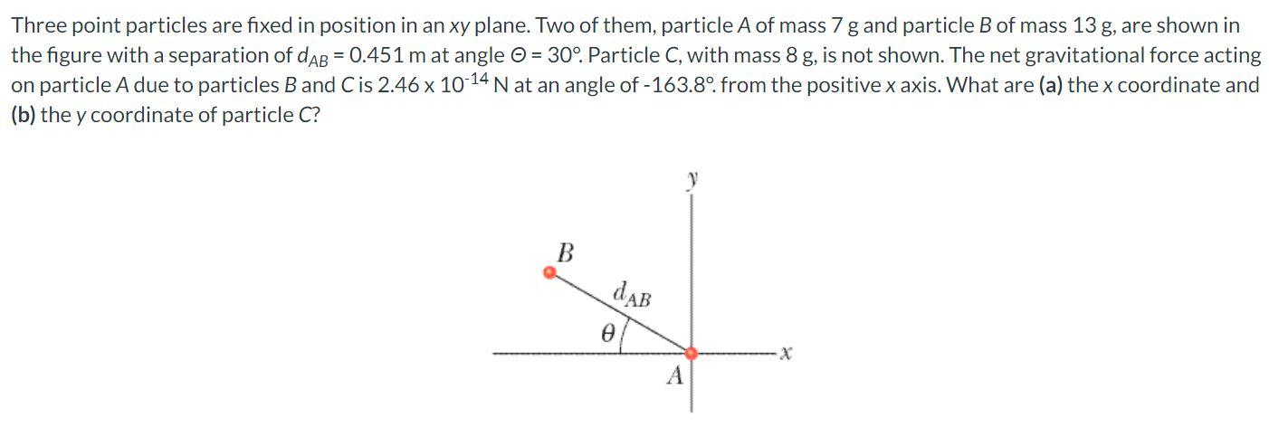 Solved Three point particles are fixed in position in an xy | Chegg.com