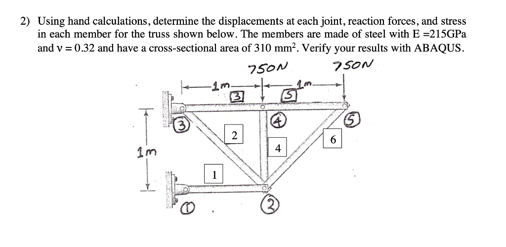 Solved 2) Using hand calculations, determine the | Chegg.com