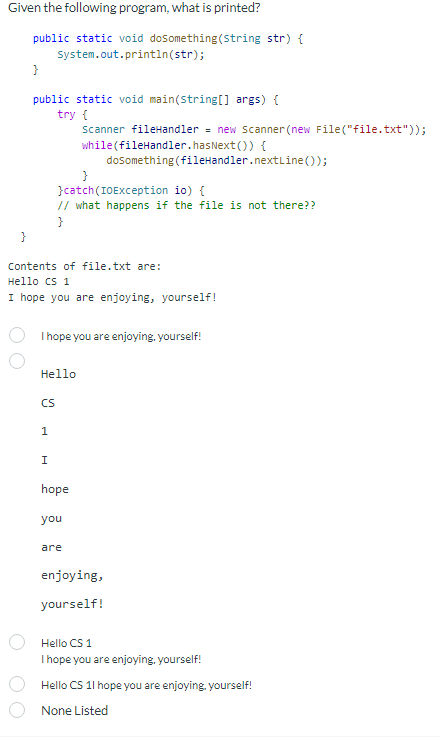 Solved Given the following program, what is printed? I hope | Chegg.com