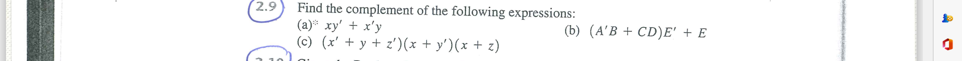 Solved Find the complement of the following expressions: (a) | Chegg.com
